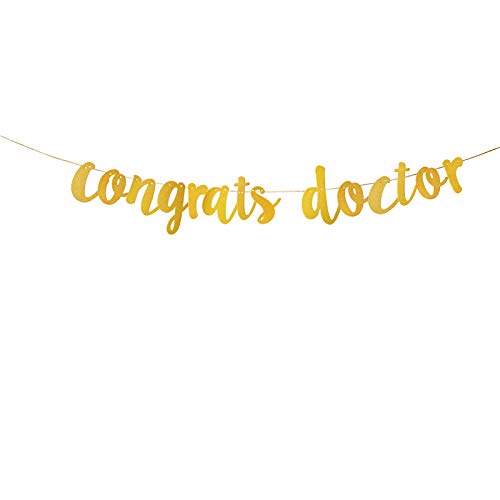 Congrats Doctor Banner,Gold Glitter Sign for Medical Doctor Graduation Decor,Graduation Sign,Doctor College Graduation Party Supplies Decoration.