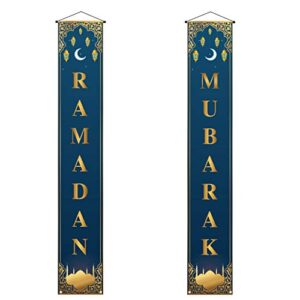 Ramadan Mubarak Decorations Banner Islamic Eid Festival Celebration Welcome Porch Sign Muslim Ramadan Party Decor and Suppliesl for Home