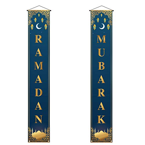 Ramadan Mubarak Decorations Banner Islamic Eid Festival Celebration Welcome Porch Sign Muslim Ramadan Party Decor and Suppliesl for Home