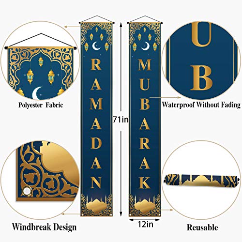 Ramadan Mubarak Decorations Banner Islamic Eid Festival Celebration Welcome Porch Sign Muslim Ramadan Party Decor and Suppliesl for Home