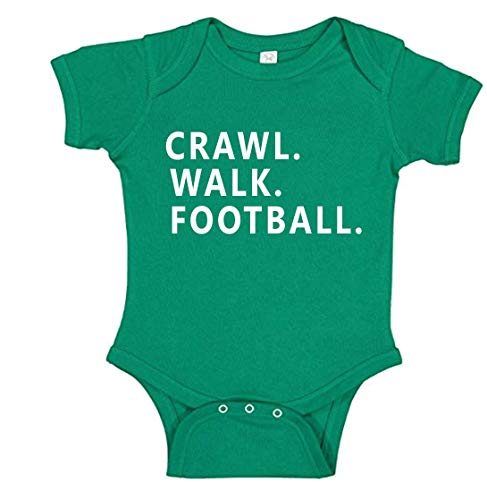 Southern Sisters Crawl Walk Football Baby Romper - 6 Month - Green