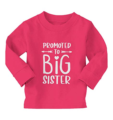 Haase Unlimited Promoted to Big Sister - New Sis Long Sleeve Toddler Cotton Jersey Shirt (Pink, 4T)