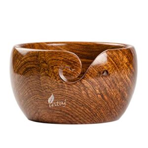 intaj rosewood yarn bowl – yarn knitting bowl handcrafted – christmas gift – wooden yarn bowl for knitting and crocheting (rosewood, 7×4″)