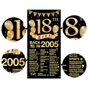 18th Birthday Door Cover Banner Decorations, Black Gold Happy 18th Birthday Door Cover Party Supplies, Large Eighteen Year Old Birthday Poster Backdrop Sign Decor