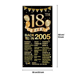 18th Birthday Door Cover Banner Decorations, Black Gold Happy 18th Birthday Door Cover Party Supplies, Large Eighteen Year Old Birthday Poster Backdrop Sign Decor