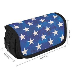 Watercolor US Stars Flag Pencil Case with Two Large Compartments Pocket Big Capacity Storage Pouch Pencil Bag for School Teen Adult