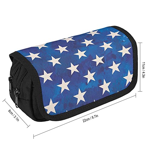 Watercolor US Stars Flag Pencil Case with Two Large Compartments Pocket Big Capacity Storage Pouch Pencil Bag for School Teen Adult