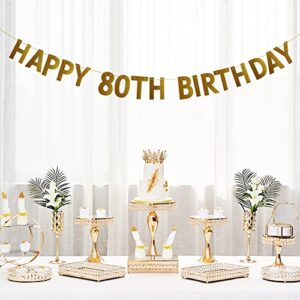 HAPPY 80TH BIRTHDAY Banner for 80th Birthday Party Decorations Pre-strung No Assembly Required Gold Glitter Paper Garlands Banner Letters Gold Betteryanzi