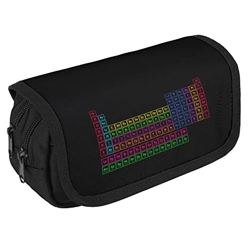 Rainbow Chemical Element Pencil Case with Two Large Compartments Pocket Big Capacity Storage Pouch Pencil Bag for School Teen Adult