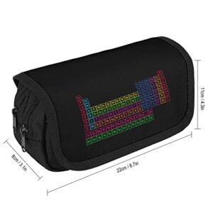 Rainbow Chemical Element Pencil Case with Two Large Compartments Pocket Big Capacity Storage Pouch Pencil Bag for School Teen Adult