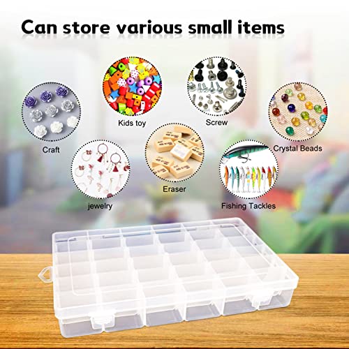 Unaikoo (2 Pack) Plastic Organizer Box 36 Grids, Clear Plastic Organizer Box Storage with Adjustable Dividers, Craft Storage Container,Bead Box,Fishing Tackles Box,Jewelry Box,DIY Art Craft Accessory