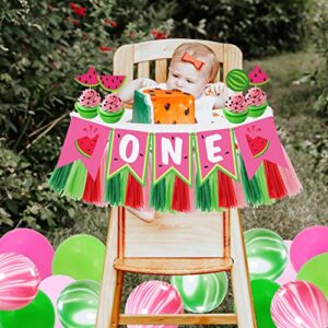 Watermelon Birthday Party Decorations One in A Melon Cake Topper Watermelon Cupcake Topper Melon Balloon 1st Bday High Chair Banner for Summer Fruit Themed First Birthday Party Supplies Glitter Decor