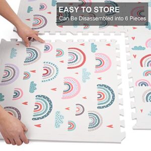 Soft Step Rainbow Play Mat - Extra Large 4ft x 6ft Non-Toxic Creative Baby Play Mat - Interlocking Foam Tiles for Toddlers and Kids