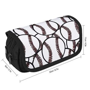 Softball Pattern Pencil Case with Two Large Compartments Pocket Big Capacity Storage Pouch Pencil Bag for School Teen Adult