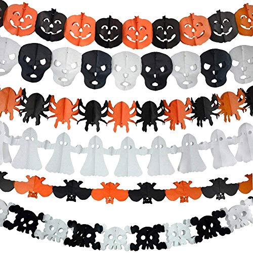 6Pcs Precious Halloween Paper Chain Garland Decoration Prop Pumpkin Bat Ghost Spider Skull Shape OH