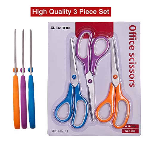 3 Pack 8" Scissors for Office & Home,Softgrip Office Scissors for General Use Art Craft Classroom DIY,3pcs