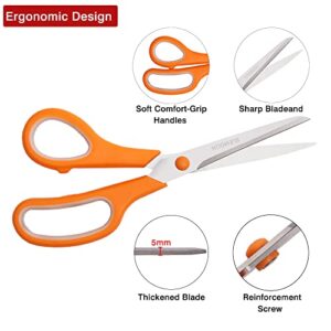 3 Pack 8" Scissors for Office & Home,Softgrip Office Scissors for General Use Art Craft Classroom DIY,3pcs