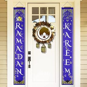 ramadan kareem hanging banner decorations – 72×12 inch ramadan banner front door porch sign decorations for home indoor outdoor, eid mubarak backdrop ramadan mubarak party decorations