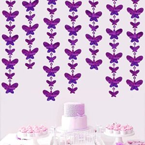 90Ft Purple Butterfly Garland Roll Hanging Glitter Butterflies Streamer String Banner Backdrop for Wedding Baby Shower Birthday Party Home DIY Decoration