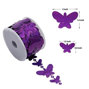 90Ft Purple Butterfly Garland Roll Hanging Glitter Butterflies Streamer String Banner Backdrop for Wedding Baby Shower Birthday Party Home DIY Decoration