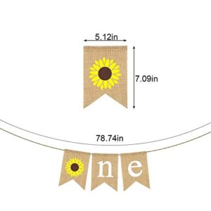 Rainlemon Jute Burlap Sunflower One High Chair Banner Baby Girl 1st Birthday Party Highchair Decoration