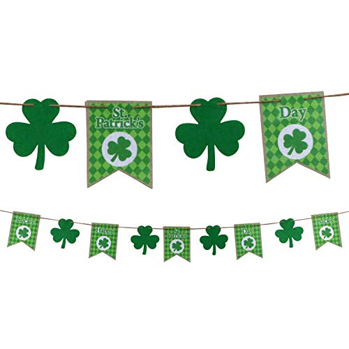 Greenbrier St. Patrick's Day Burlap Bunting Green Shamrock Banners