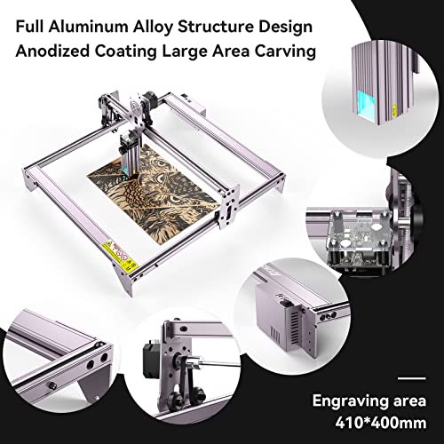 ATOMSTACK Laser Engraver,PRO+ Laser Engraving Cutting Machine, 5W-6W Output Power, Eye Protection Fixed-Focus, Compressed Spot Laser Engraver CNC, DIY Laser Marking for Metal with 410x400mm