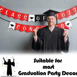 Class of 2022 Congrats Banner - Perfect Graduation Decorations Party Supplies for Grad Party Bunting White Black Red