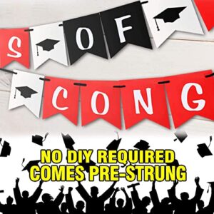 Class of 2022 Congrats Banner - Perfect Graduation Decorations Party Supplies for Grad Party Bunting White Black Red