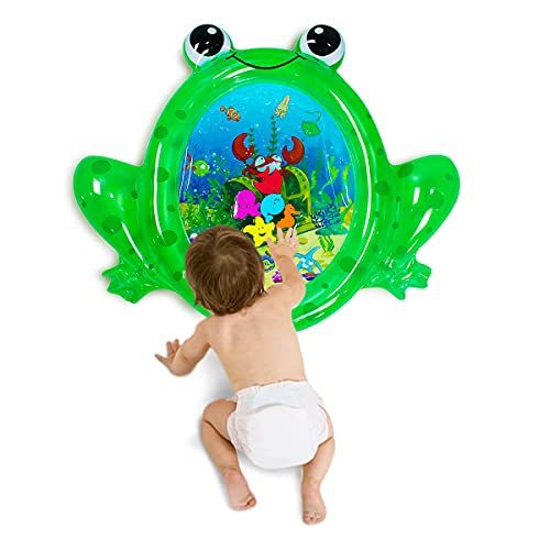 SUNSHINE-MALL Frog Baby Water mat, Tummy Baby Toys, Inflatable Play Mat Water Cushion Baby Toys, Fun Early Development Activity Play Center for Newborn (93 x 77 cm)