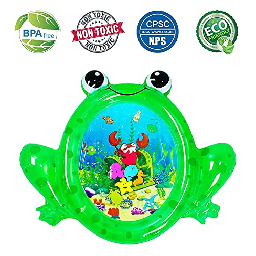 SUNSHINE-MALL Frog Baby Water mat, Tummy Baby Toys, Inflatable Play Mat Water Cushion Baby Toys, Fun Early Development Activity Play Center for Newborn (93 x 77 cm)