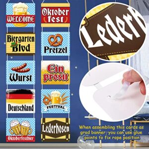 Oktoberfest Decorations, Laminated Bavarian Oktoberfest Banner German Beer Festival Signs Oktoberfest Party Decorations Supply Decor Paper Cutouts with 2 Ropes and Glue Point Dots (Style 1)