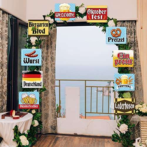 Oktoberfest Decorations, Laminated Bavarian Oktoberfest Banner German Beer Festival Signs Oktoberfest Party Decorations Supply Decor Paper Cutouts with 2 Ropes and Glue Point Dots (Style 1)