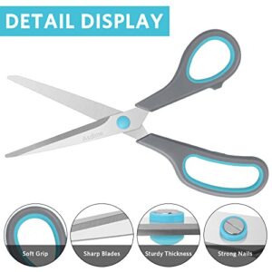 Asdirne 8.5" Scissors, Stainless Steel Blades, Soft Grip Handle, Suitable for Households,Offices and Schools, All Purpose, Blue/Grey