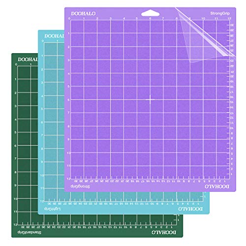 DOOHALO Cutting Mat for Cricut Maker and Cricut Explore Air2/One Smart Cutting Machine Expression 12 X 12 inch 3 Pack Replacement Variety Adhesive Vinyl Mats Lightgrip Standardgrip Stronggrip