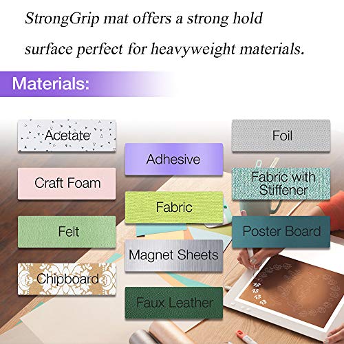 DOOHALO Cutting Mat for Cricut Maker and Cricut Explore Air2/One Smart Cutting Machine Expression 12 X 12 inch 3 Pack Replacement Variety Adhesive Vinyl Mats Lightgrip Standardgrip Stronggrip