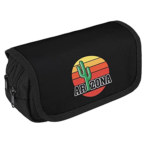 Arizona Cactus Sunset Pencil Case with Two Large Compartments Pocket Big Capacity Storage Pouch Pencil Bag for School Teen Adult