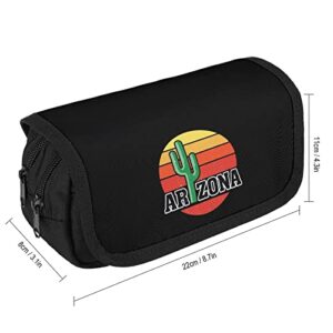 Arizona Cactus Sunset Pencil Case with Two Large Compartments Pocket Big Capacity Storage Pouch Pencil Bag for School Teen Adult