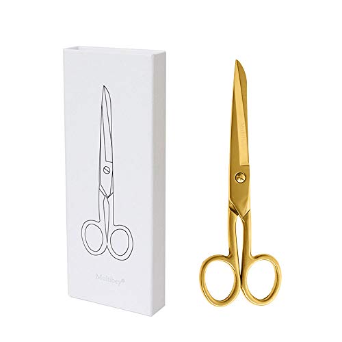 MultiBey Gold Scissors 7" Tailor Fabric Paper Cutting Tools Craft Scissors Shears Heavy Duty Copper Straight Recycled Home Office Scissors Cutter