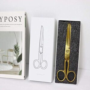 MultiBey Gold Scissors 7" Tailor Fabric Paper Cutting Tools Craft Scissors Shears Heavy Duty Copper Straight Recycled Home Office Scissors Cutter