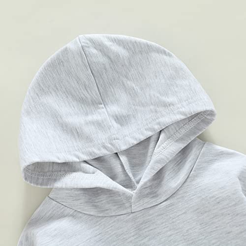 Newborn Infant Unisex Baby Boy Girl Clothes Hooded Oversized Sweatshirt Romper Long Sleeve Hoodie Tops Fall Winter Outfit ( Color Block Light Grey, 3-6 Months )