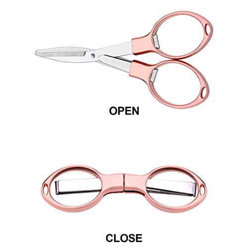 Stainless Steel Scissors Anti Rust Folding Scissors Glasses Shaped Mini Shear for Home and Travel Use (6)