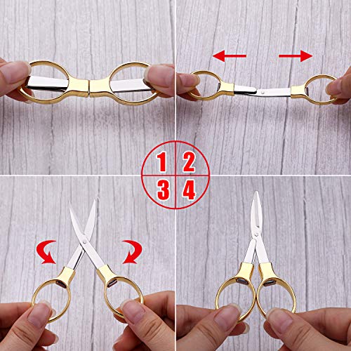 Stainless Steel Scissors Anti Rust Folding Scissors Glasses Shaped Mini Shear for Home and Travel Use (6)