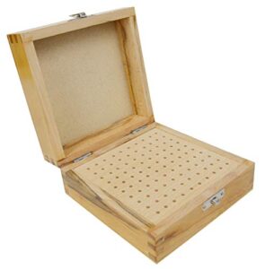 wooden 3/32″ shank bur stand organizer storage box w/ 100 holes jewelry making tool holder