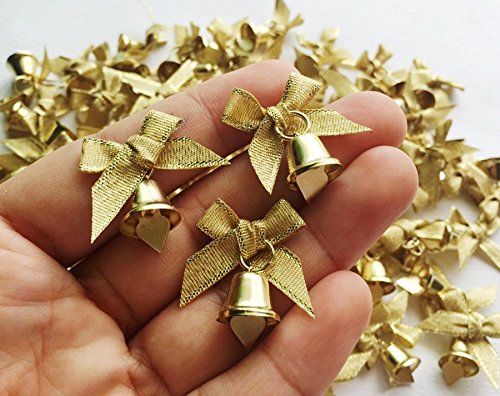 100 Assorted Smallest Gold & Silver Ribbon Bows Size 20 mm. Tiny Embellishment Craft Artificial Applique Wedding