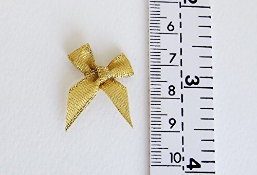 100 Assorted Smallest Gold & Silver Ribbon Bows Size 20 mm. Tiny Embellishment Craft Artificial Applique Wedding