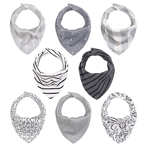 The Peanutshell Bandana Drool Bibs for Baby Boys or Girls - 8 Pack Set for Feeding, Teething, Drooling