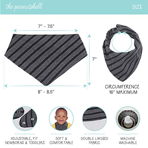 The Peanutshell Bandana Drool Bibs for Baby Boys or Girls - 8 Pack Set for Feeding, Teething, Drooling