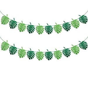 saktopdeco 2 pack palm leaf garland felt tropical garland summer banner hawaiian luau party birthday baby shower decorations supplies