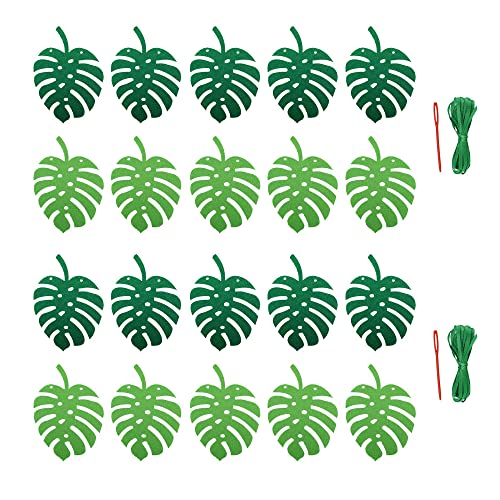 SaktopDeco 2 Pack Palm Leaf Garland Felt Tropical Garland Summer Banner Hawaiian Luau Party Birthday Baby Shower Decorations Supplies